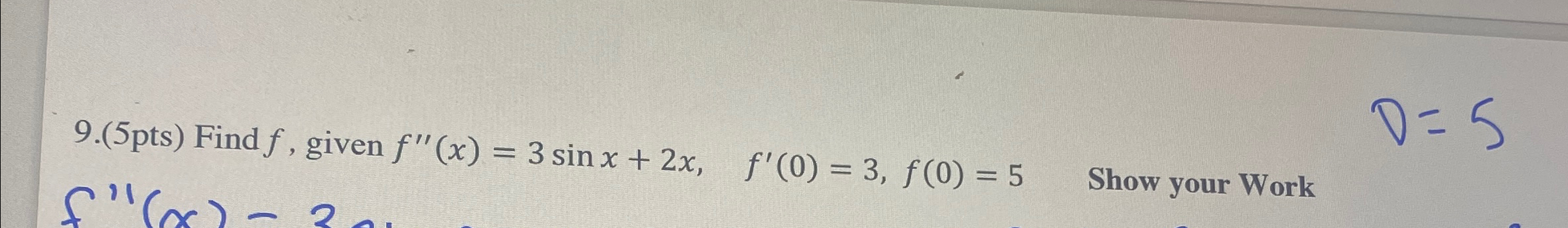 Solved 9.(5pts) Find f, given | Chegg.com Solved 9.(5pts) Find f, given | Chegg.com