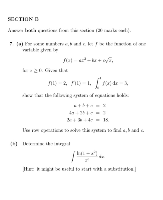 Solved SECTION B Answer both questions from this section (20 | Chegg.com
