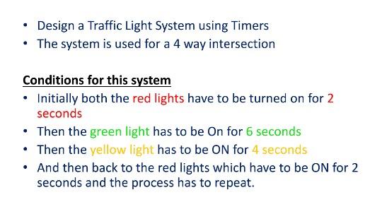 Solved . Design a Traffic Light System using Timers The | Chegg.com
