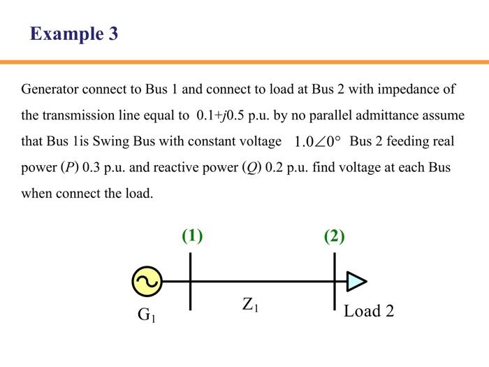 Solved Example 3 Generator connect to Bus 1 and connect to | Chegg.com