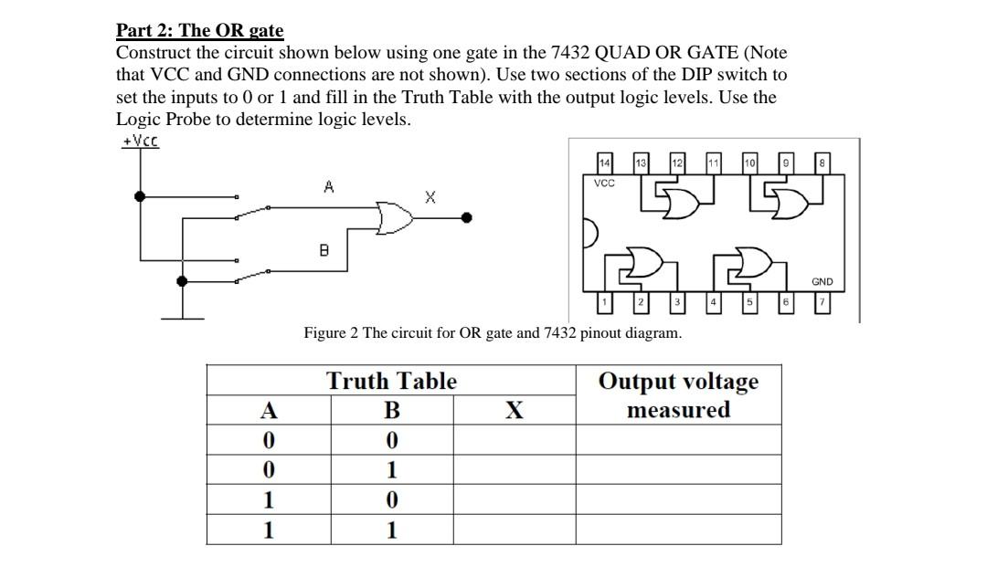 Solved Part 2: The OR gate Construct the circuit shown below | Chegg.com