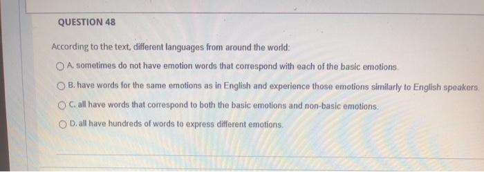 Solved QUESTION 48 According to the text, different | Chegg.com