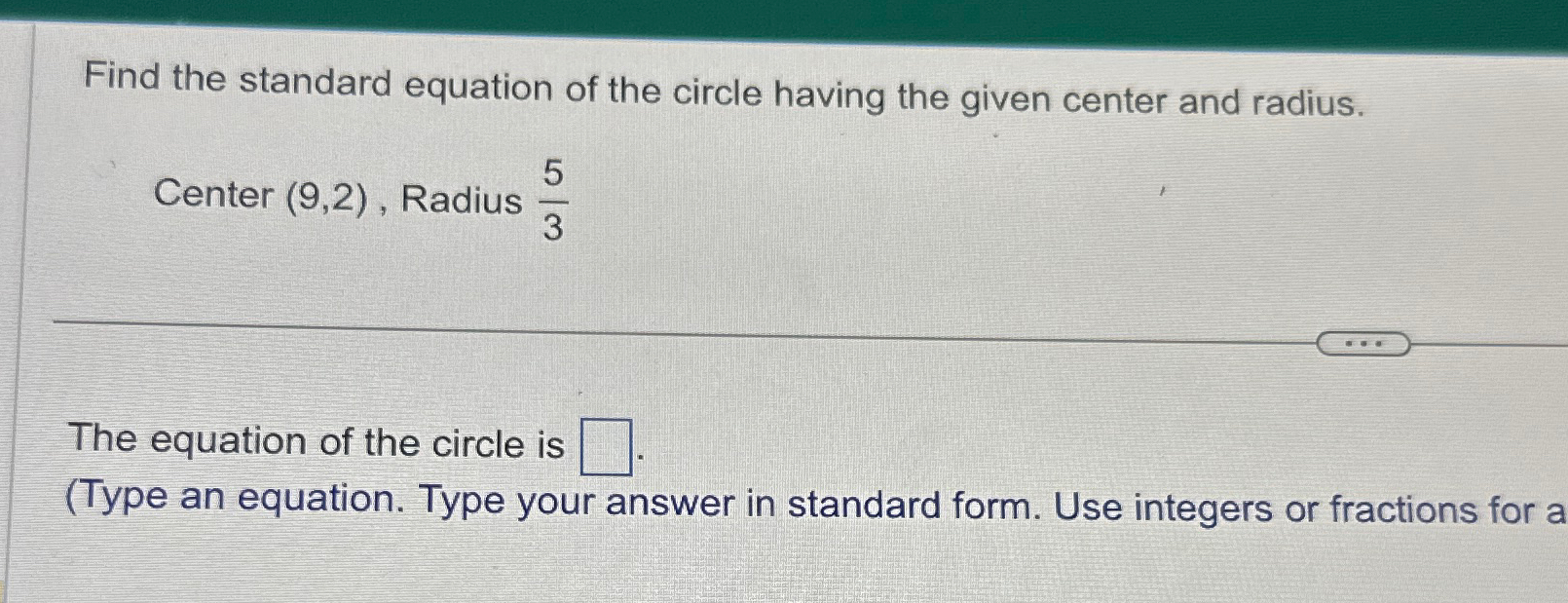 Solved Find the standard equation of the circle having the | Chegg.com
