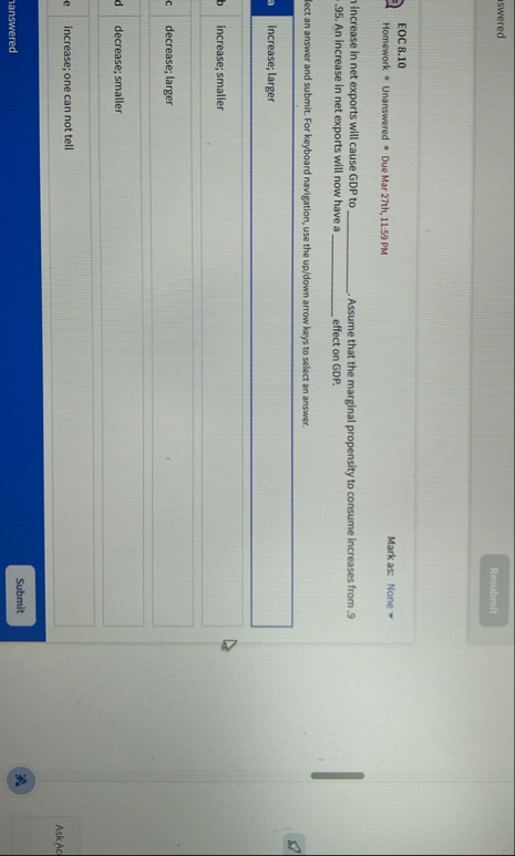 Solved isweredEOC 8.10HomeworkUnanswered * ﻿Due Mar | Chegg.com