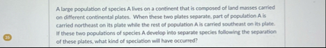 Solved A large population of species A lives on a continent | Chegg.com