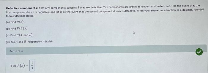 Solved Defective components: A lot of 9 components contains | Chegg.com