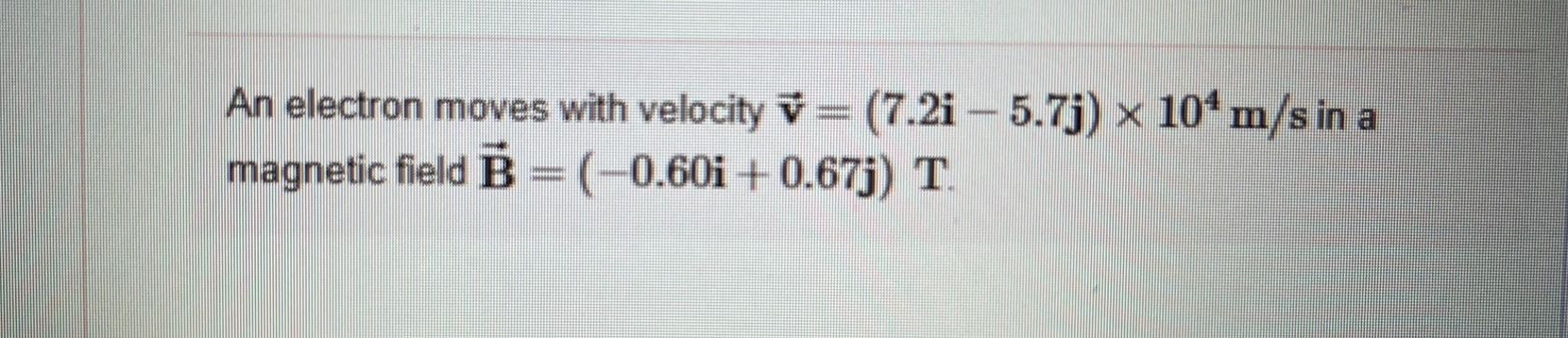 Solved An electron moves with velocity | Chegg.com