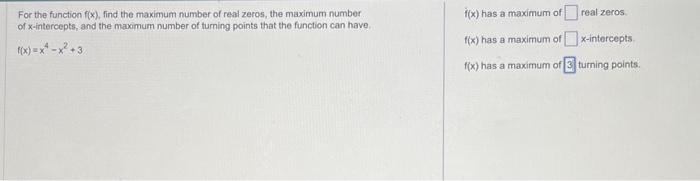 Solved For the function f(x), find the maximum number of | Chegg.com