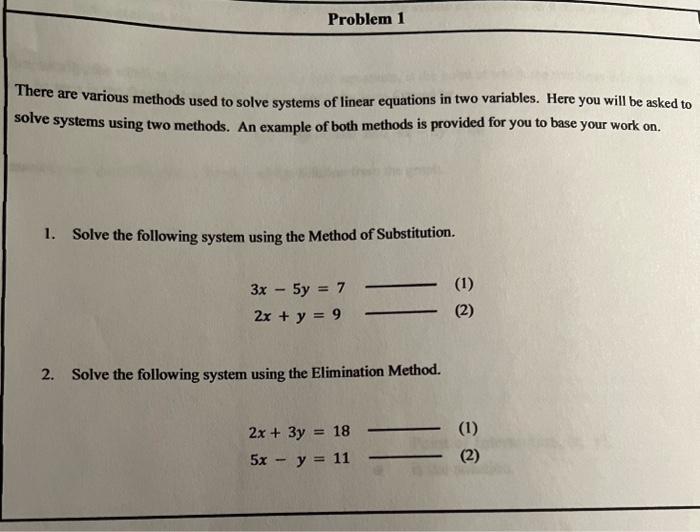 Solved There are various methods used to solve systems of | Chegg.com