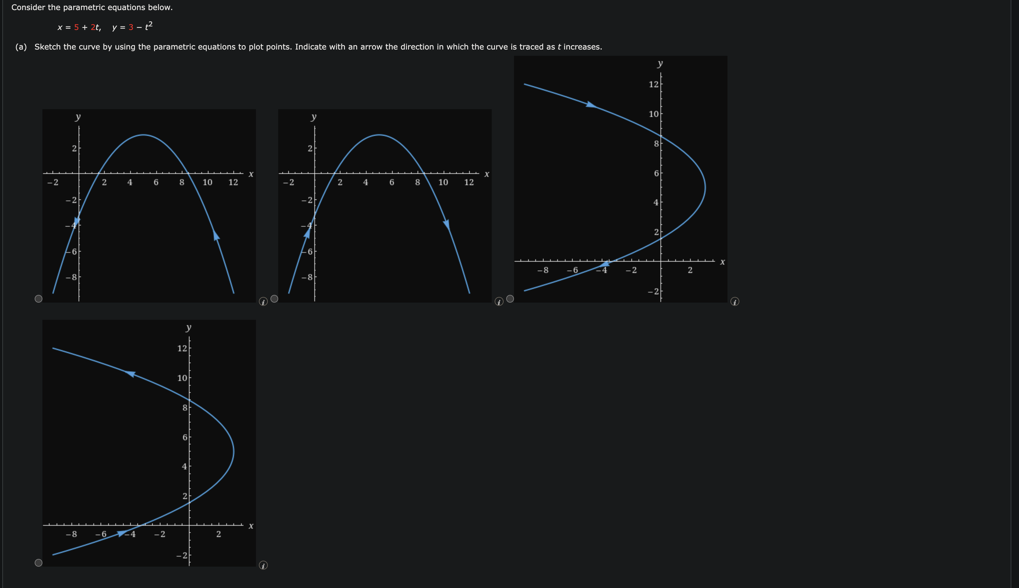 Solved Consider the parametric equations | Chegg.com