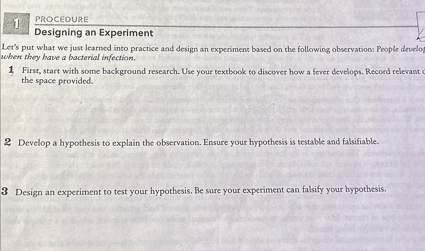 Solved PROCEDUREDesigning an ExperimentLet's put what we | Chegg.com