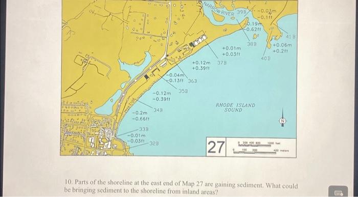 Solved 10. Parts of the shoreline at the east end of Map 27 | Chegg.com