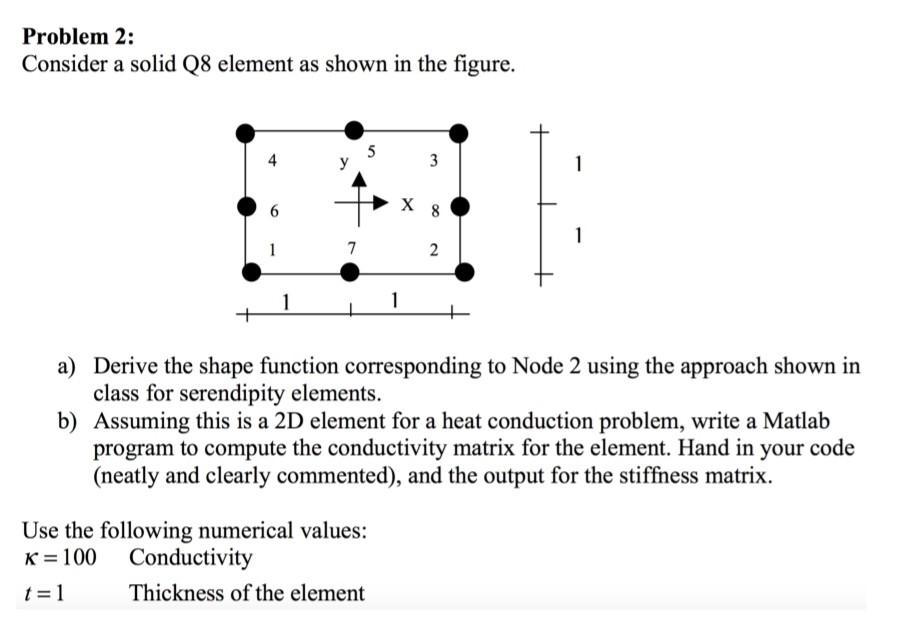 Solved Problem 2 Consider A Solid Q8 Element As Shown In 