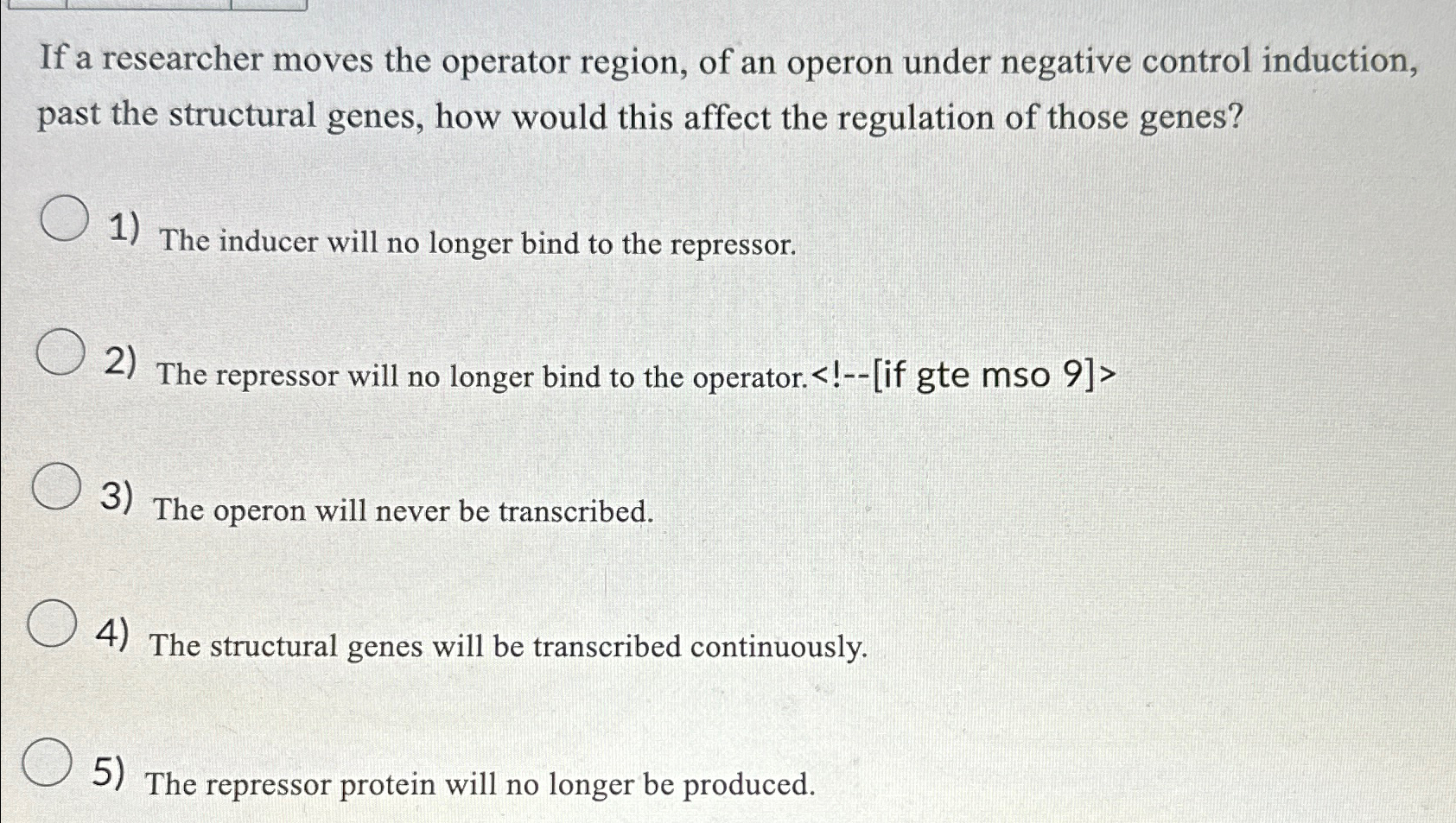 Solved If a researcher moves the operator region, of an | Chegg.com