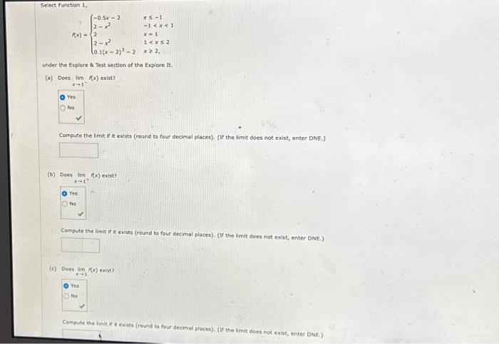 Solved Select Function 1, ((x) = (2 Yes No 2-x² (0.1(x-2)³-2 | Chegg.com