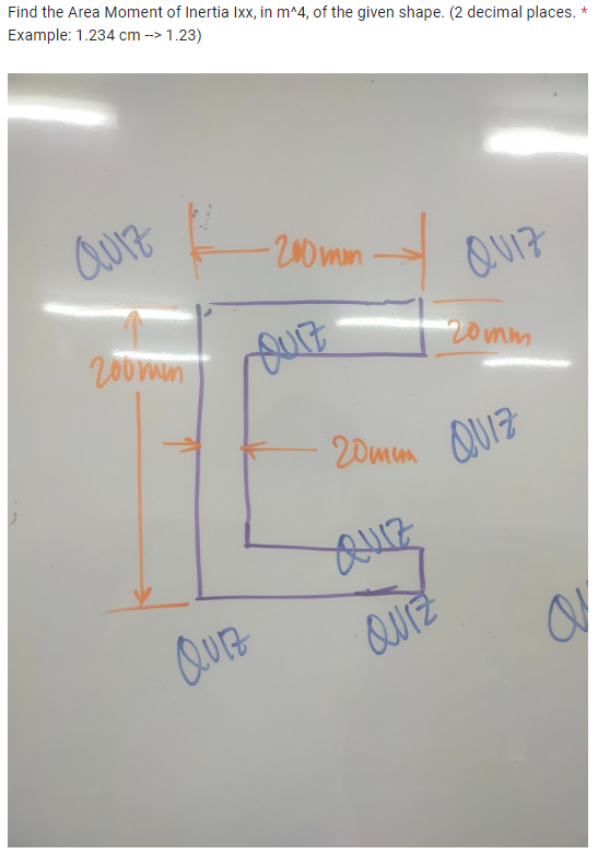 Solved Find the Area Moment of Inertia Ixx, in m4, ﻿of the | Chegg.com