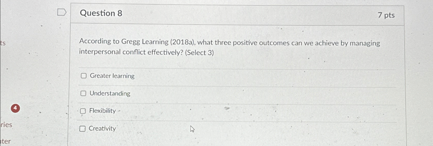 Solved Question 87 ﻿ptsAccording to Gregg Learning (2018a), | Chegg.com