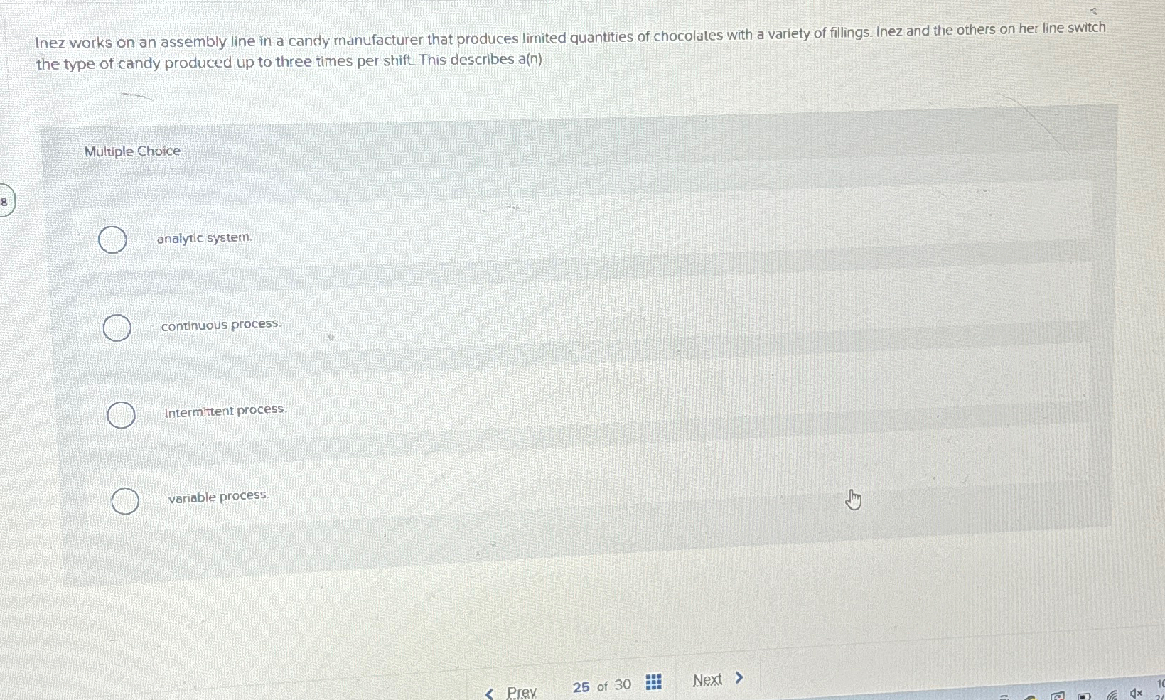 Solved Inez works on an assembly line in a candy | Chegg.com