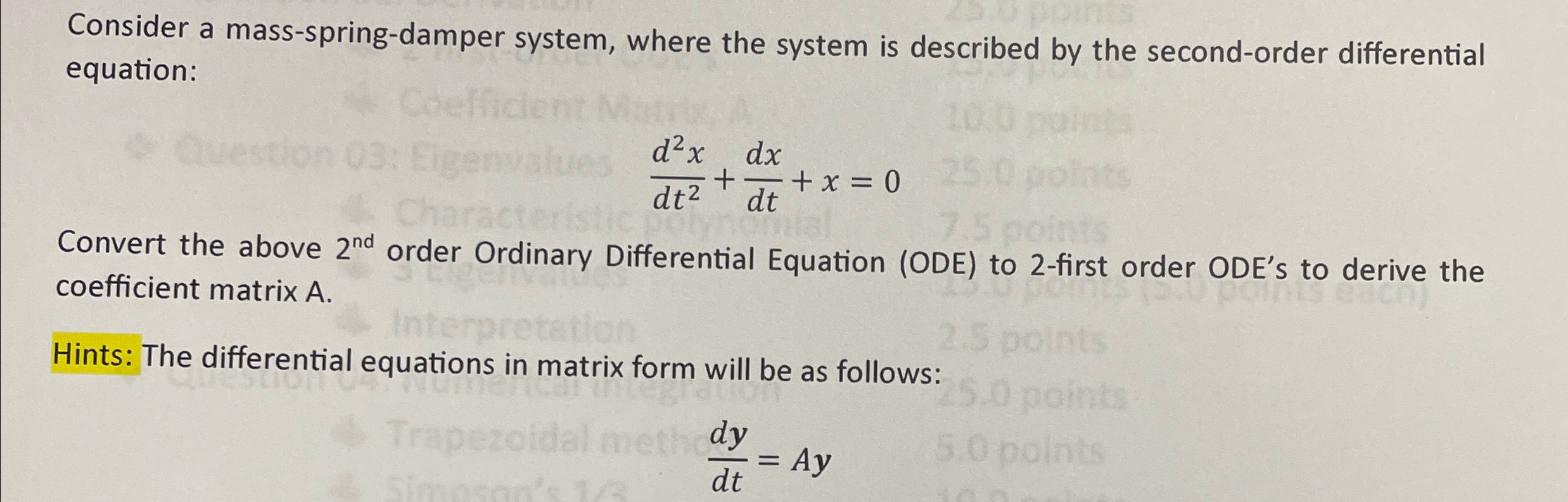 Solved Consider a mass-spring-damper system, where the | Chegg.com