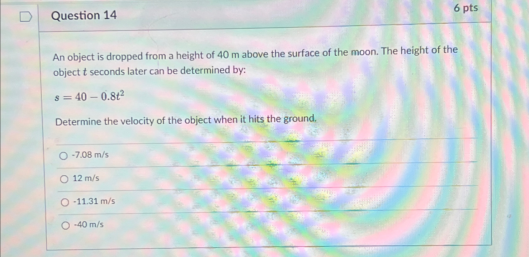 Solved Question 146 ﻿ptsAn object is dropped from a height | Chegg.com