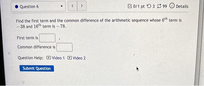 Solved Find the first term and the common difference of the | Chegg.com