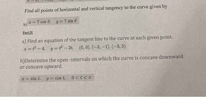 Solved Find all points of horizontal and vertical tangency | Chegg.com