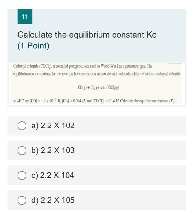 Solved 9 calculate the equilibrium constant. (1 Point) The | Chegg.com