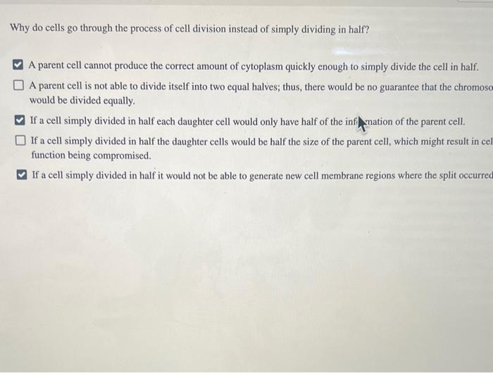 Solved Why do cells go through the process of cell division | Chegg.com
