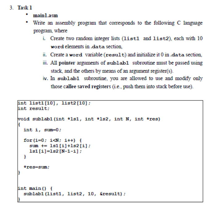 Task 1mainl.asmWrite an assembly program that | Chegg.com