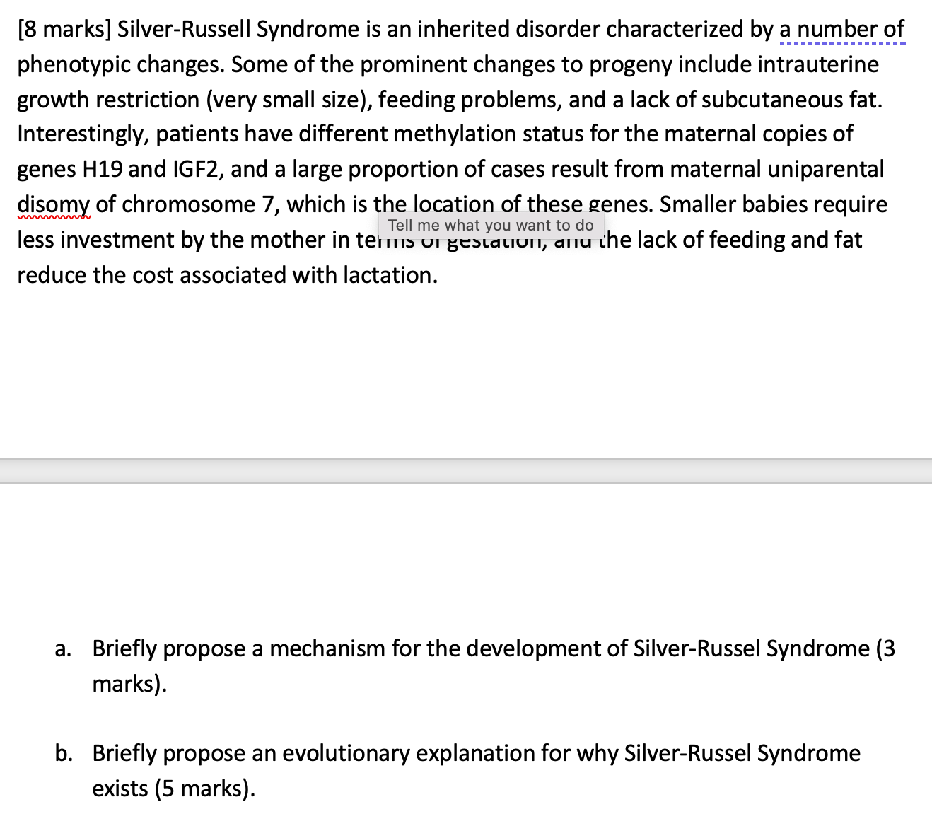 Solved [8 ﻿marks] ﻿Silver-Russell Syndrome is an inherited | Chegg.com