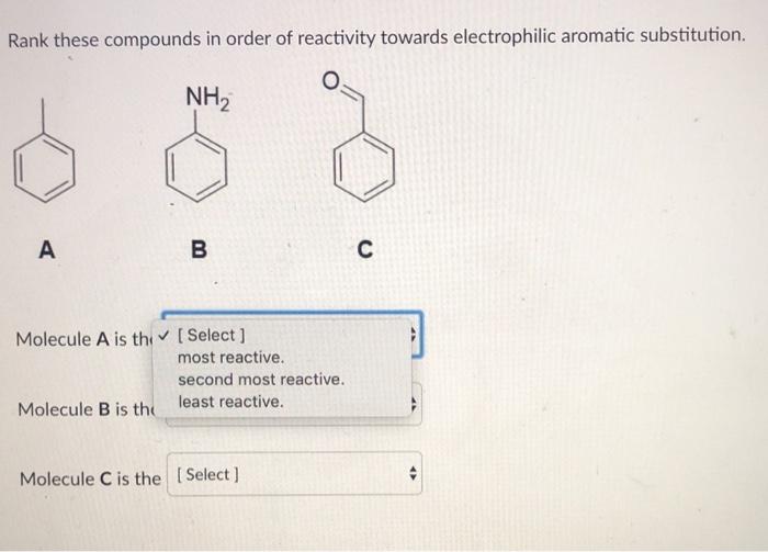 Solved Rank these compounds in order of reactivity towards | Chegg.com