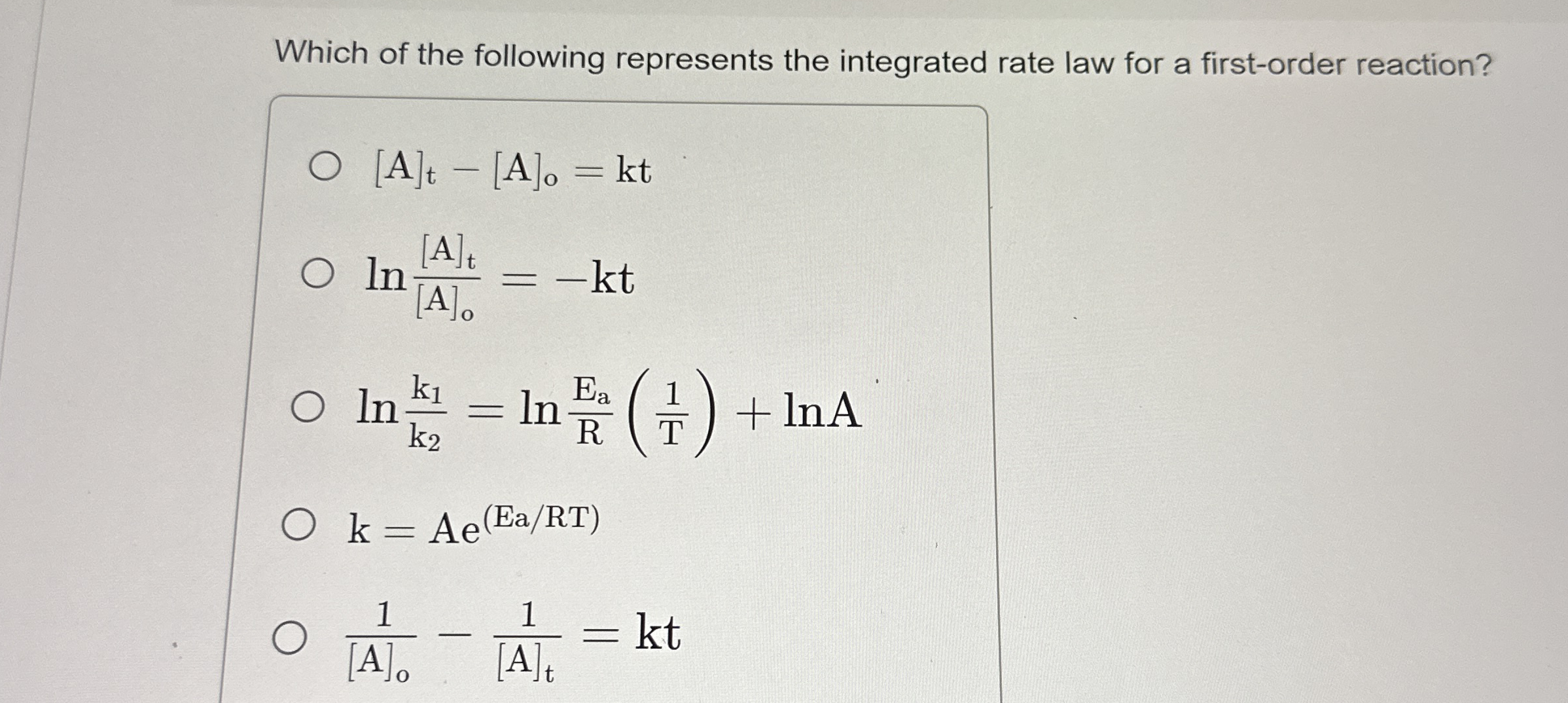 Solved Which of the following represents the integrated rate | Chegg.com