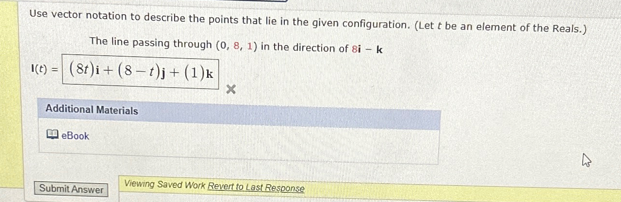 Solved Use vector notation to describe the points that lie | Chegg.com