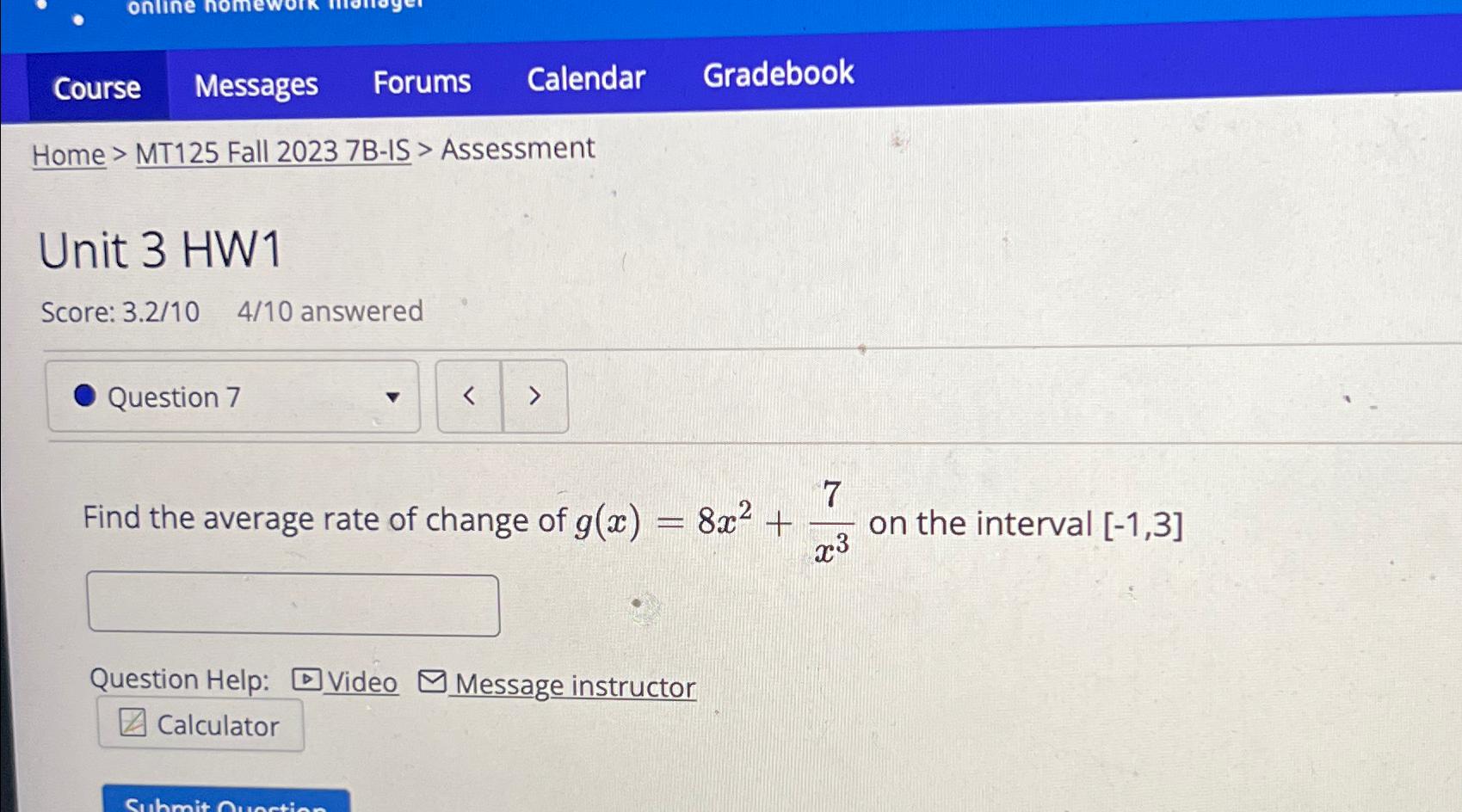 Solved MessagesForumsCalendarGradebookHome > ﻿MT125 ﻿Fall | Chegg.com