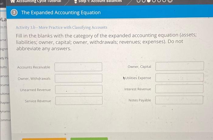 Solved Activity 3.b-More Practice with Classifying Accounts | Chegg.com