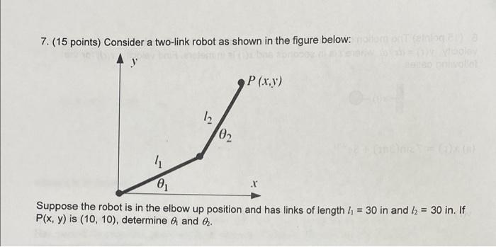 Solved 7. (15 points) Consider a two-link robot as shown in | Chegg.com