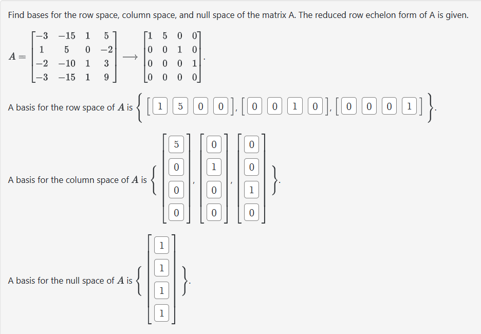 Solved I need help with all shown!!Find bases for the row | Chegg.com