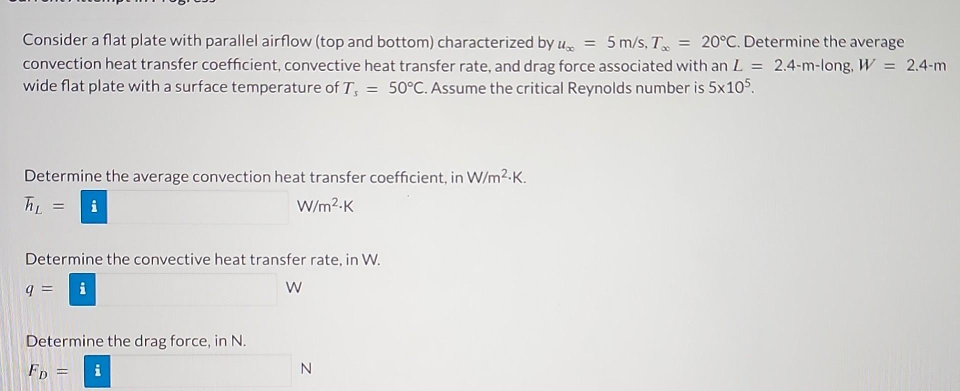 Solved Consider a flat plate with parallel airflow (top and | Chegg.com
