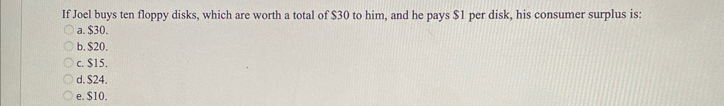 Solved If Joel buys ten floppy disks, which are worth a | Chegg.com