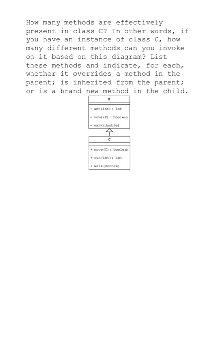 Solved How many methods are effectively present in class C? | Chegg.com