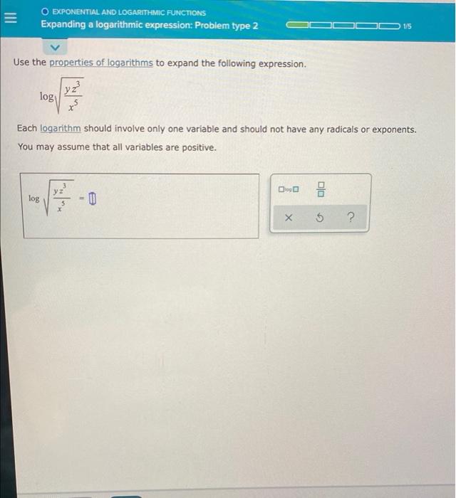 Solved = O EXPONENTIAL AND LOGARITHMIC FUNCTIONS Expanding a | Chegg.com