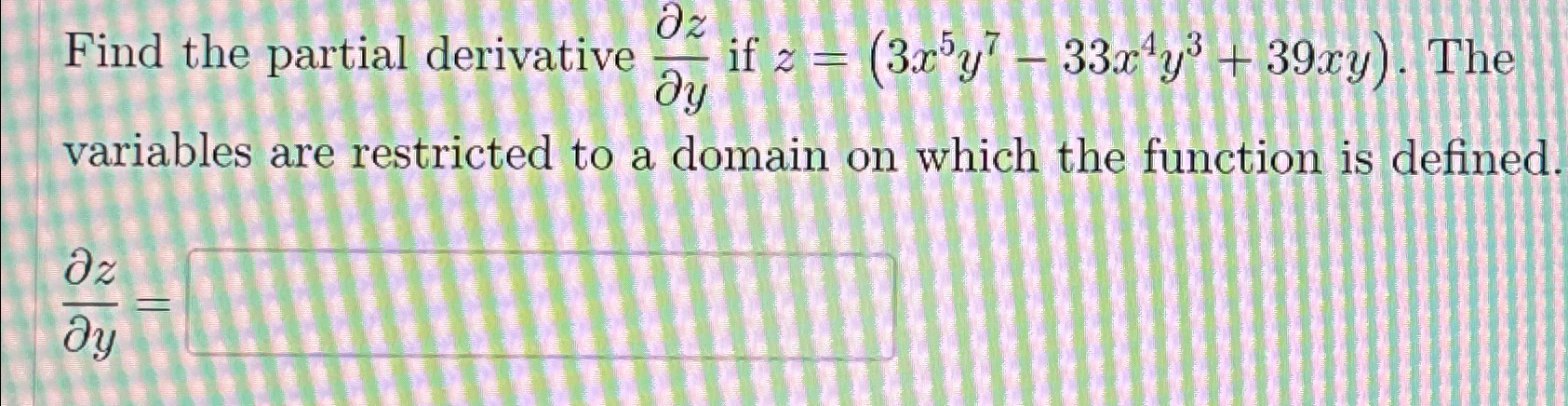 Solved Find the partial derivative delzdely ﻿if | Chegg.com