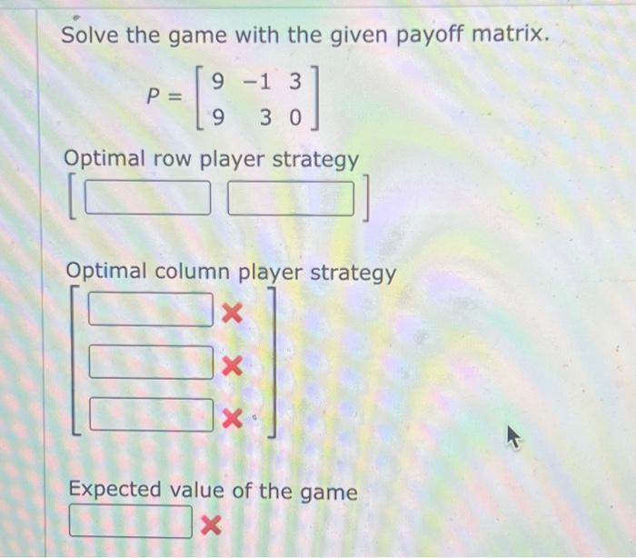 Solved Solve the game with the given payoff matrix. | Chegg.com