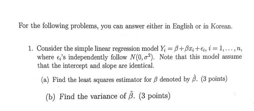 Solved Consider the simple linear regression model | Chegg.com