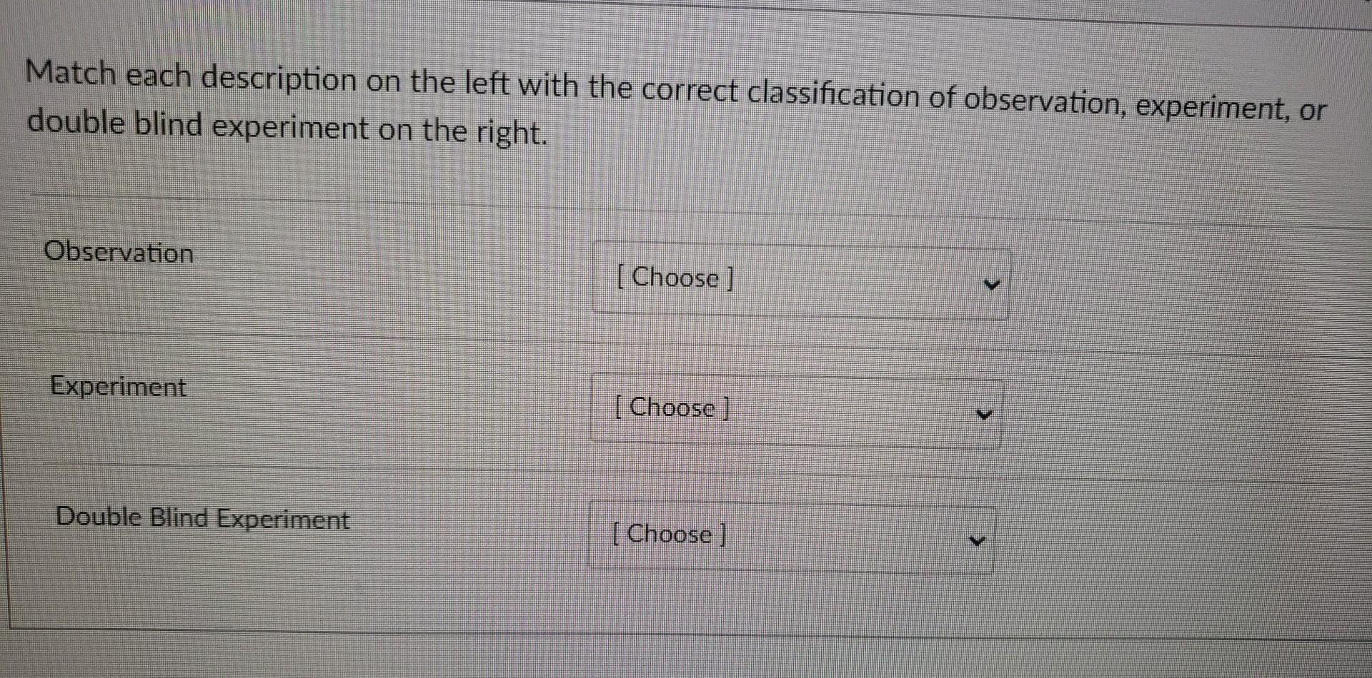 Match each description on the left with the correct | Chegg.com
