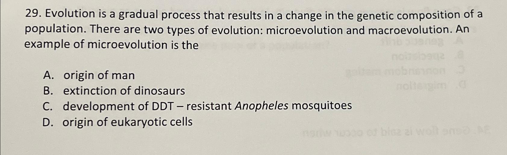 Solved Evolution is a gradual process that results in a | Chegg.com