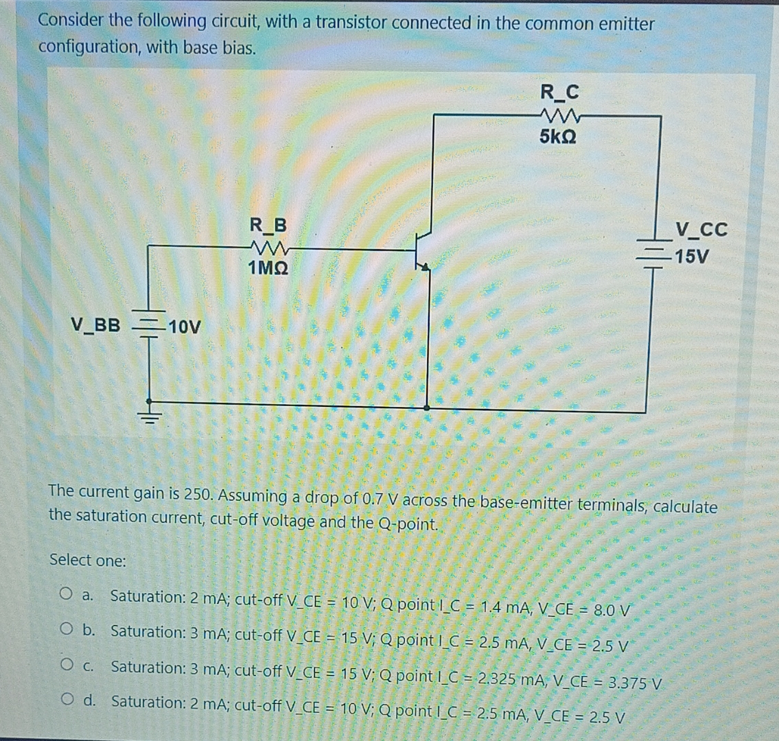 Solved Consider the following circuit, with a transistor | Chegg.com