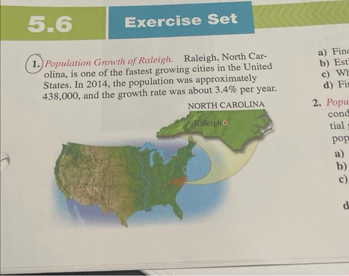 5.6 Exercise Set 1. Population Growth of Raleigh. | Chegg.com