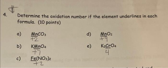 Solved Determine the oxidation number if the element | Chegg.com