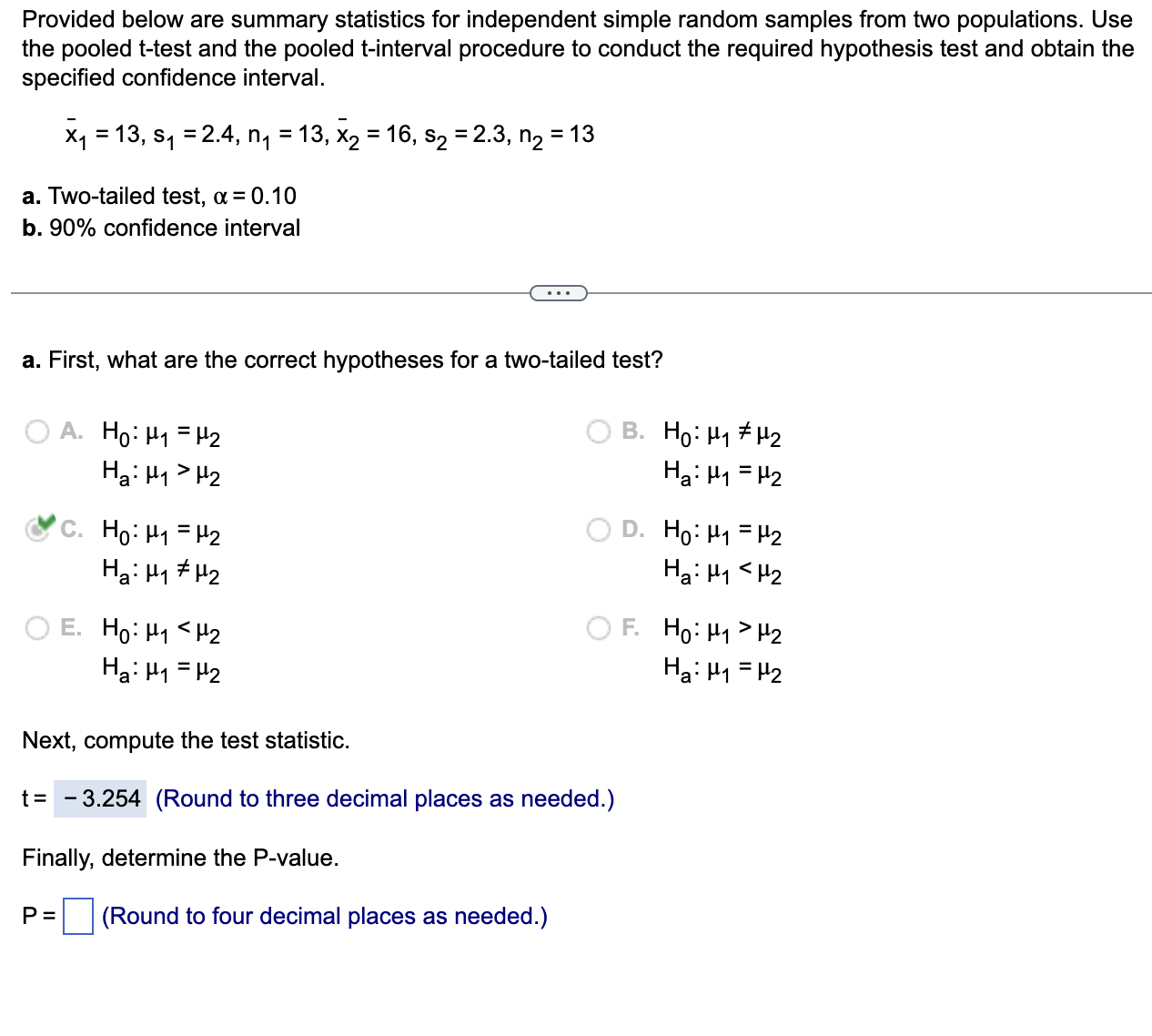 Solved How to use technology to find P-Value? That's the | Chegg.com